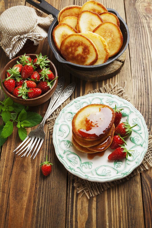 Homemade Pancake with Strawberry Jam Stock Image - Image of served ...