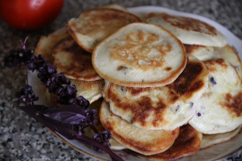 Homemade Pancakes with Basil Stock Image - Image of crop, homemade ...