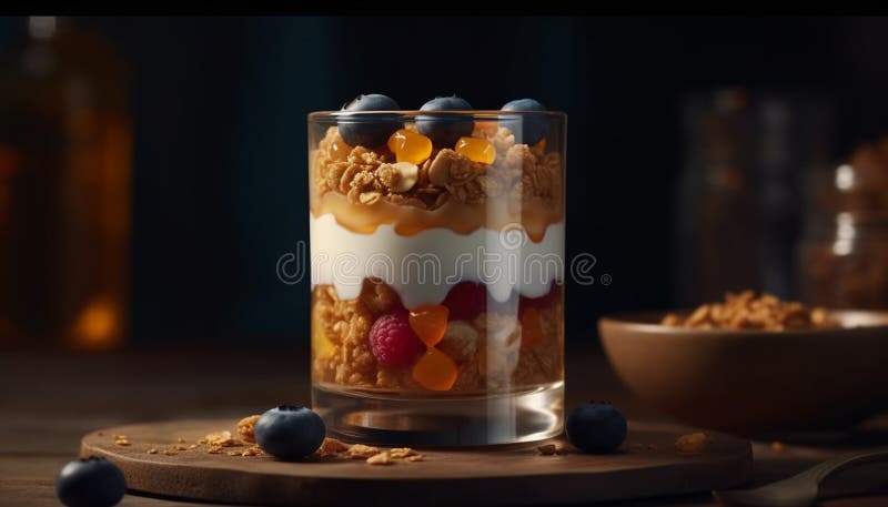 A Homemade Parfait with Fresh Berries, Granola, and Yogurt Generated by ...
