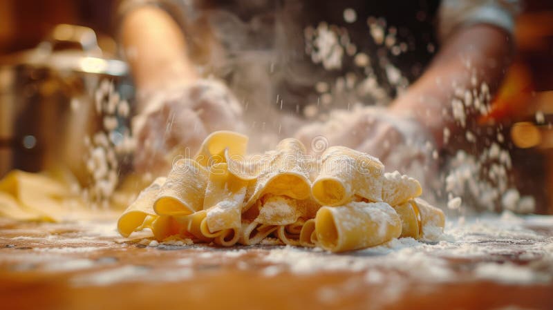 Homemade Pasta on Kitchen Counter Stock Photo - Image of flour, meal ...