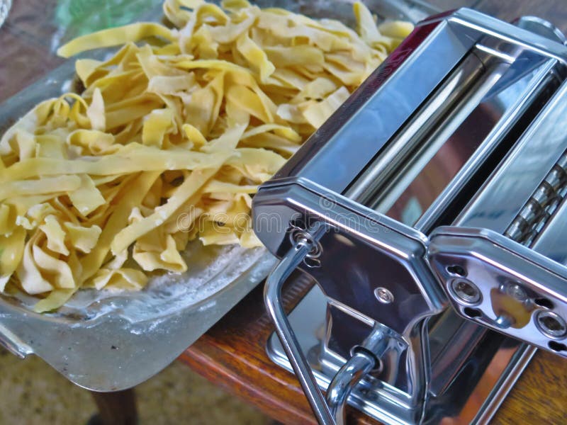 Homemade Pasta Machine and Noodles Stock Image - Image of homemade ...