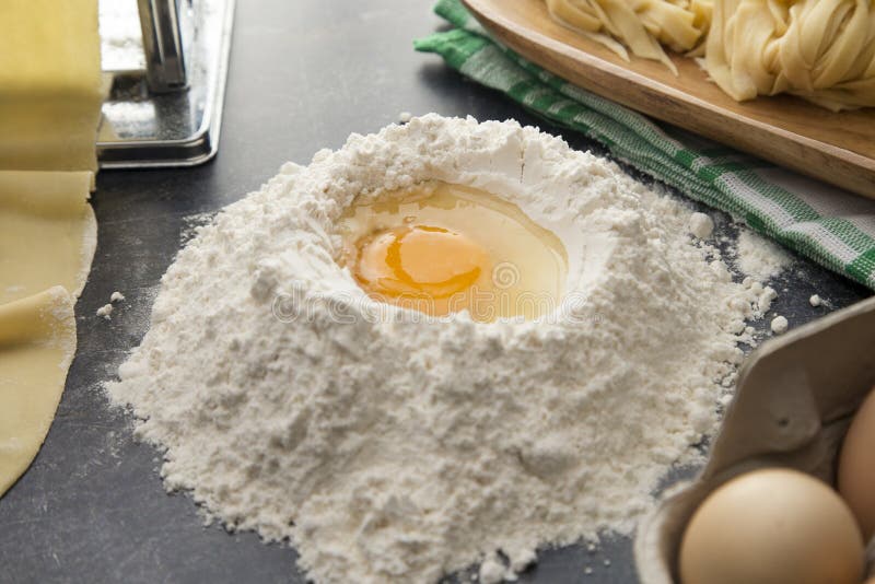 Making Pasta with Flour and Eggs Stock Image - Image of pasta, spagetti ...