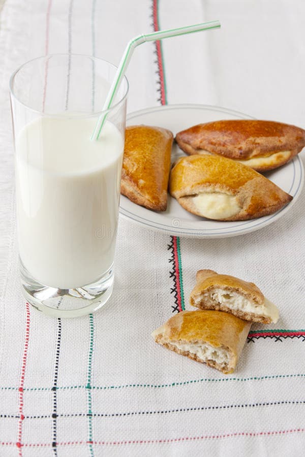 Homemade Pastry and Glass of Milk. Stock Image - Image of brown ...