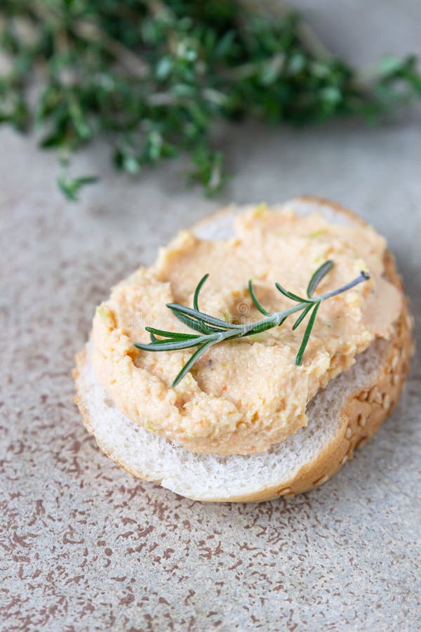 Homemade Pate, Spread or Mousse in Glass Jar with Sliced Bread and ...