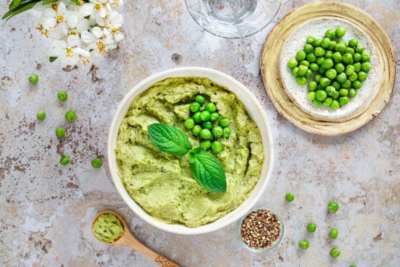 Homemade pea puree stock photo. Image of herb, vegetable - 218939740