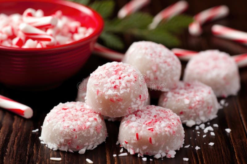 Homemade Peppermint Candies by the Holiday Tree Stock Image - Image of ...