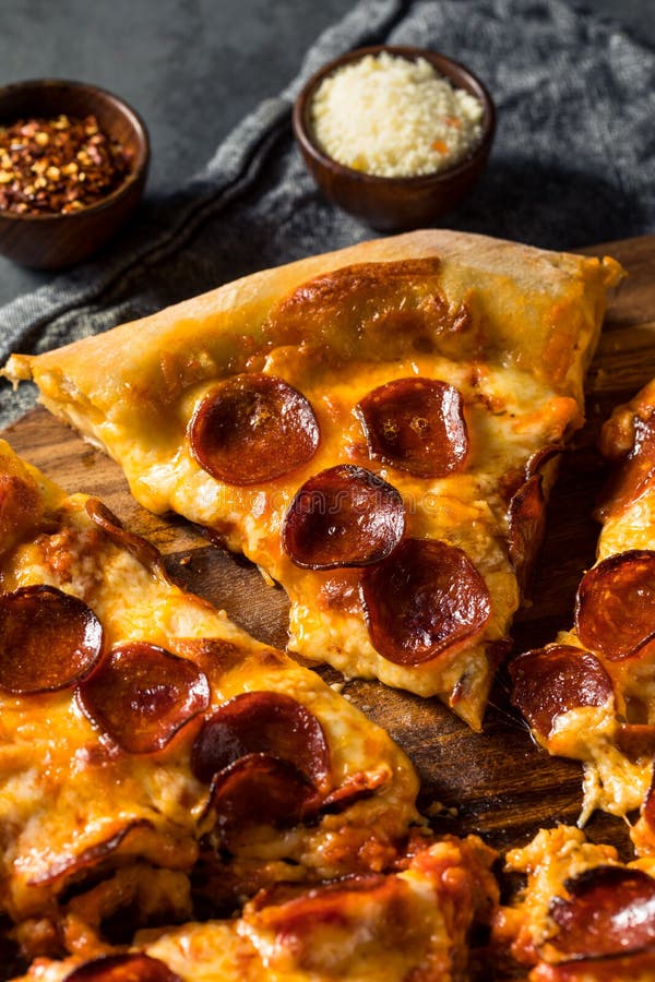 Homemade Pepperoni Stuffed Crust Pizza Stock Image - Image of ...