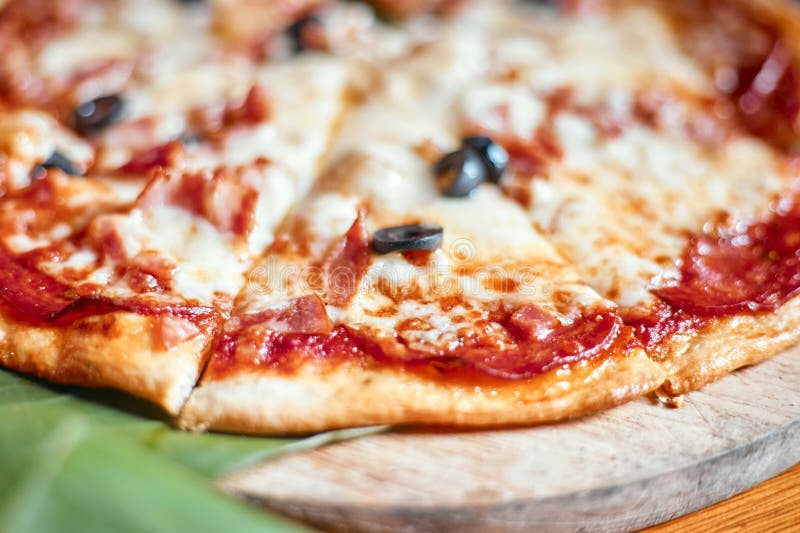Homemade Pepperonis Special Pizza Stock Image - Image of fast, basil ...