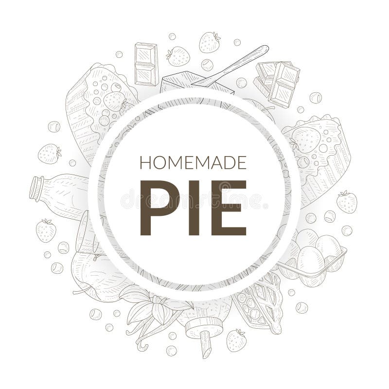 Homemade Pie Banner Template with Baking Ingredients of Round Shape ...