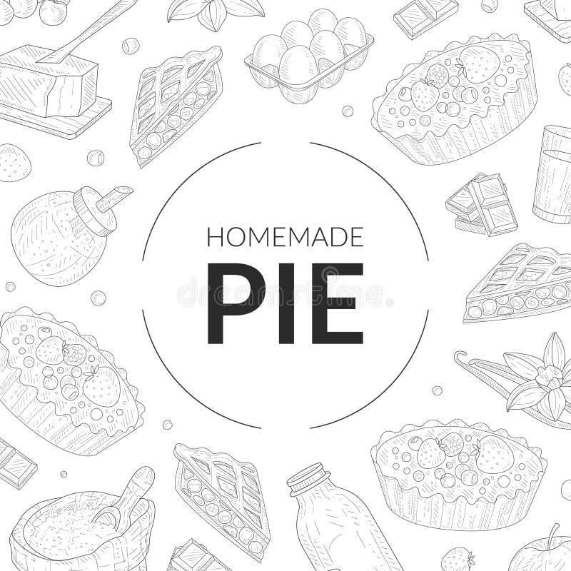 Homemade Pie Banner Template with Baking Ingredients Seamless Pattern ...