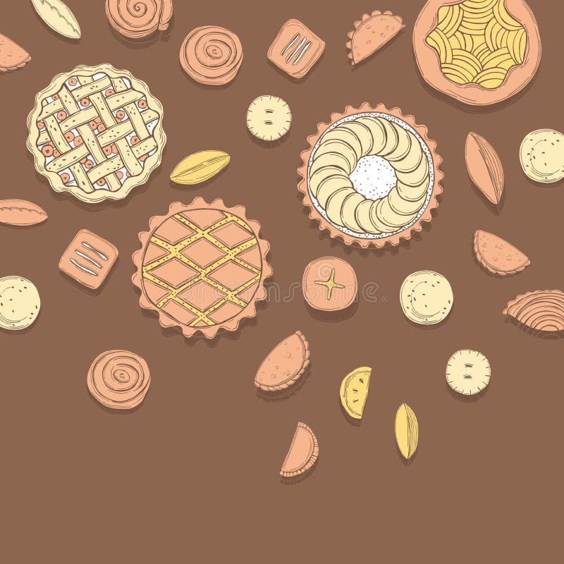 Homemade Pies. Vector Background Stock Vector - Illustration of crust ...