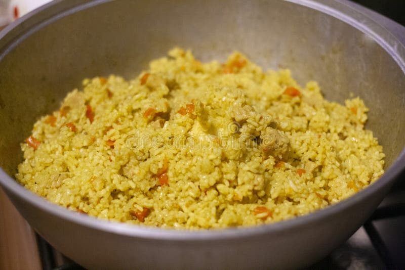 Homemade Pilaf Cooked in a Cauldron on the Stove Stock Photo - Image of ...