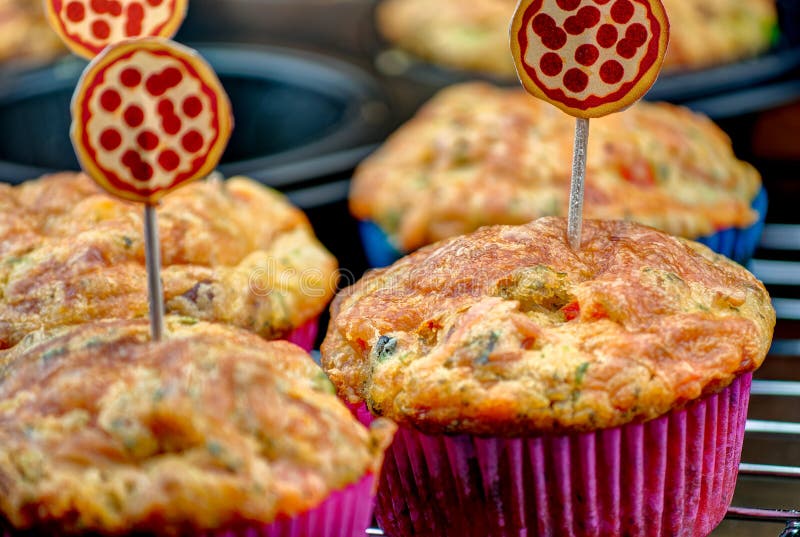 Homemade Pizza Muffin Snack Stock Photo - Image of appetizer, bake ...