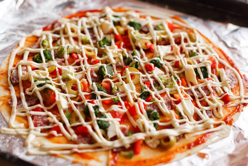 Homemade Pizza Prepare for Cooking Stock Photo - Image of baker, chef ...