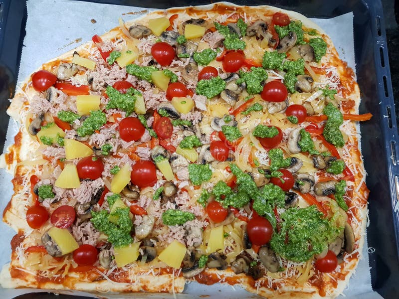 Homemade Pizza Ready To Cook Stock Image - Image of fresh, mushrooms ...