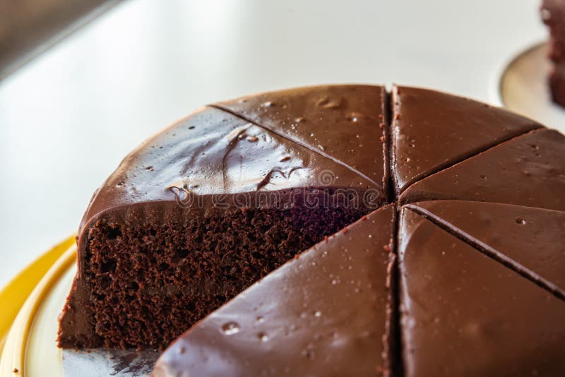 Homemade Plain Round Chocolate Cake Stock Image - Image of rich ...