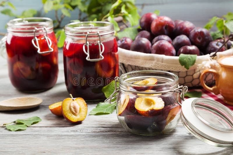 Homemade plum compote stock photo. Image of decorated - 190678568