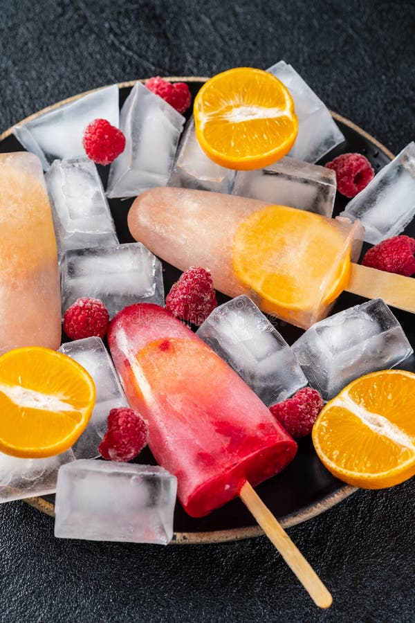 Homemade Popsicles with Berries and Fruits,. Fruit Ice Cream. Stock ...