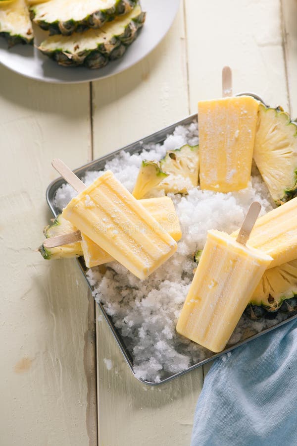 Homemade Popsicles Made of Pineapple Stock Photo - Image of fruit, overhead: 145074634