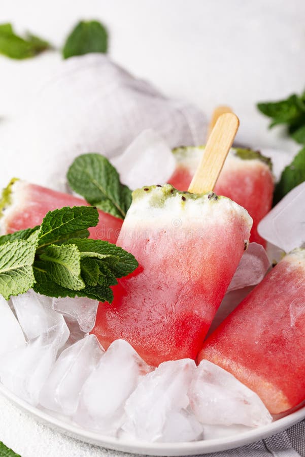 Homemade Popsicles in Shape of Watermelon Stock Photo - Image of food ...