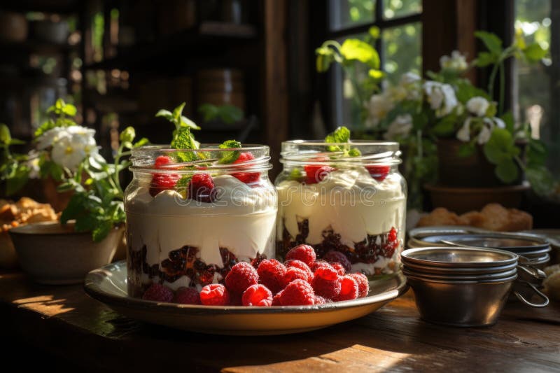 Homemade Pudding in a Rustic Farm Kitchen with Windows that Let the ...