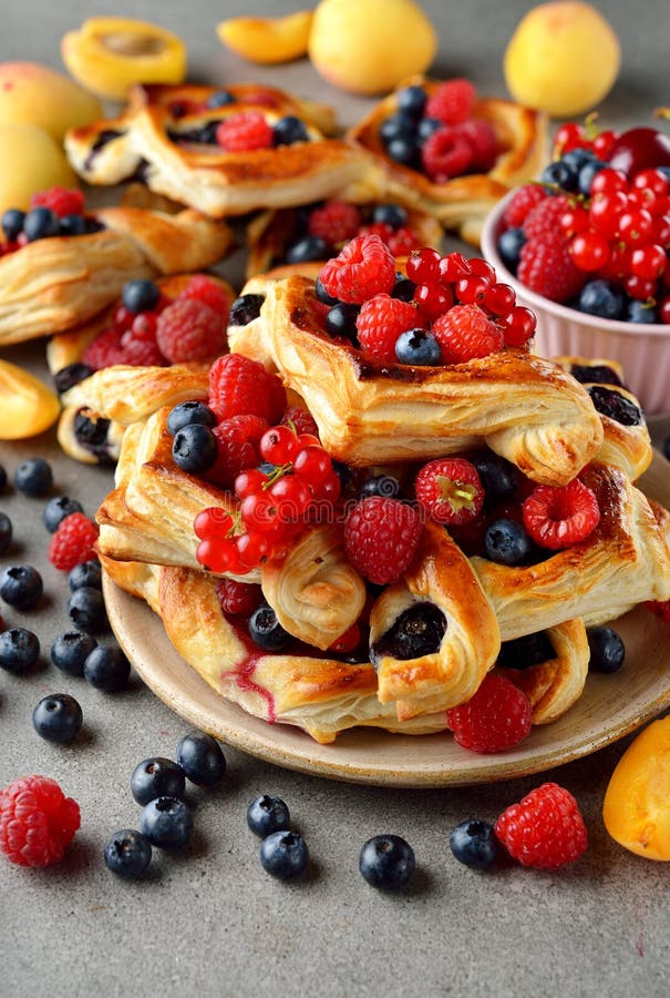 Homemade Puff Pastry Pies with Fruit Stock Photo - Image of gourmet ...