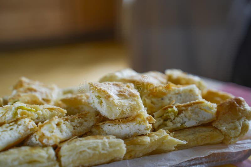 Homemade Puff Pastry Stacked on a Tray Stock Image - Image of baking ...