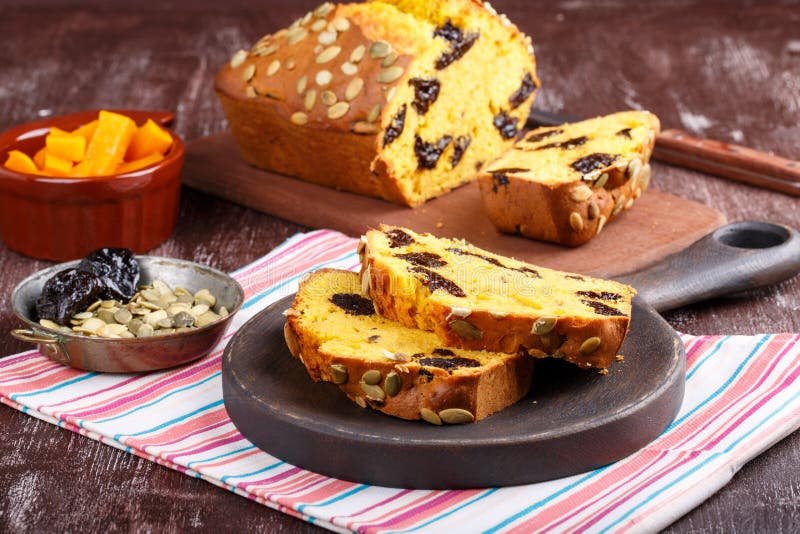 Pumpkin prune bread stock photo. Image of organic, orange - 134606516
