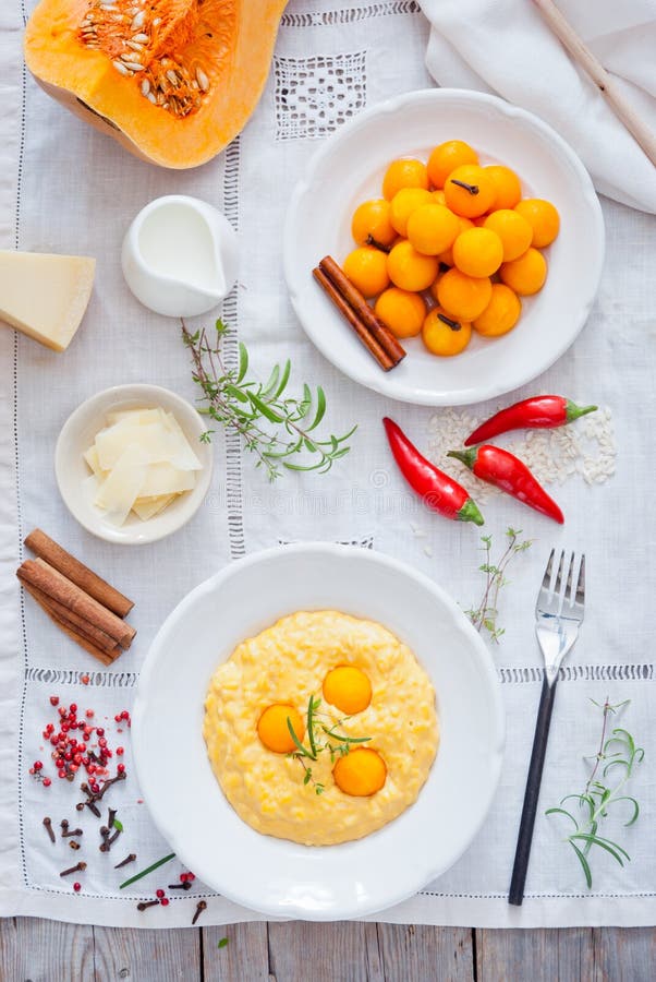 Homemade Pumpkin Spicy Risotto with Pickled Pumpkin Stock Photo - Image ...