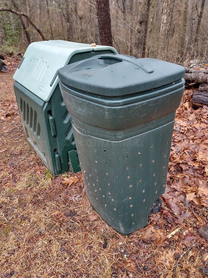 Homemade and Purchased Compost Bins Stock Photo - Image of garbage ...