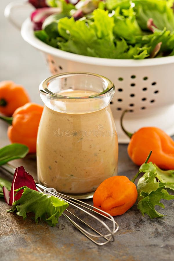 Homemade Ranch Dressing with Hot Pepper Stock Photo - Image of greens ...