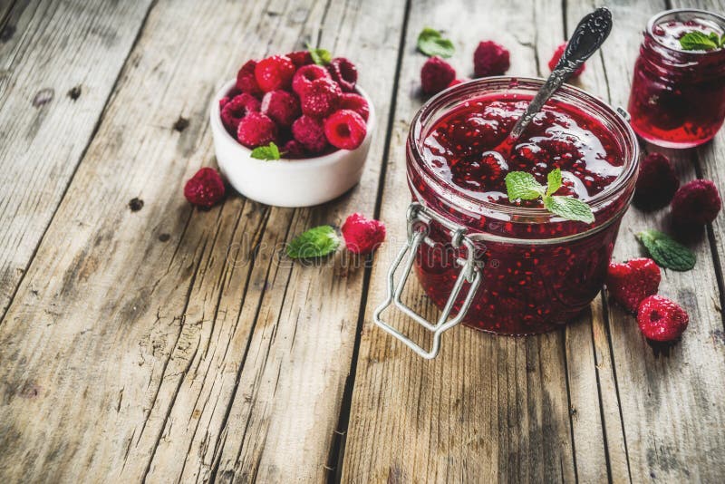 Homemade raspberry jam stock photo. Image of bowl, sauce - 138542392