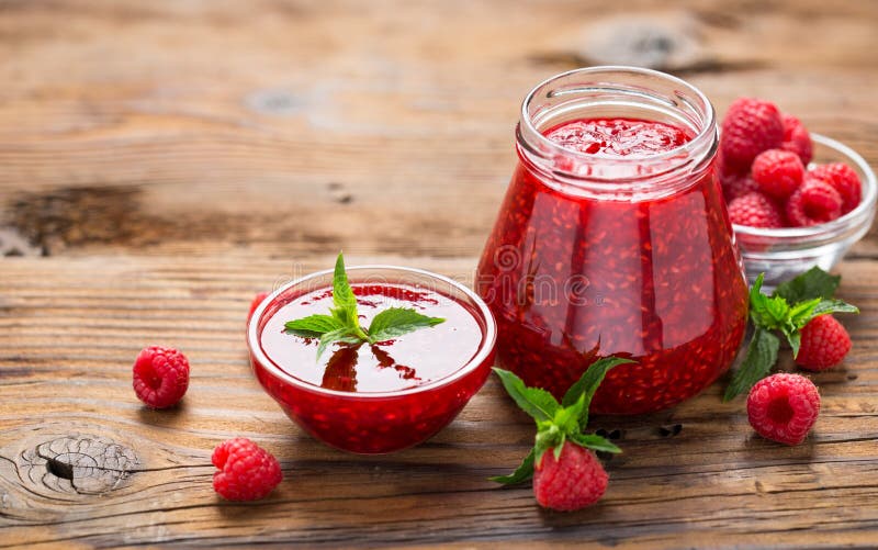 Homemade Raspberry Jam in the Jar Stock Photo - Image of freshness ...