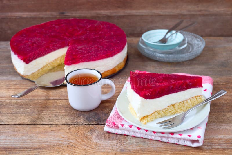 Raspberry cream cake stock photo. Image of recipe, sweet - 138917106