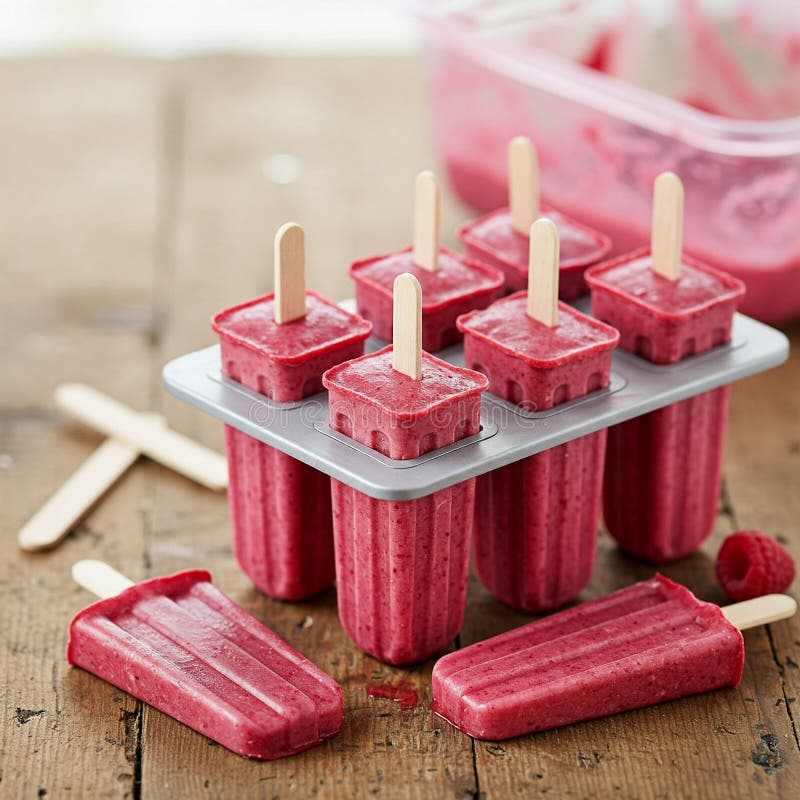 Homemade Raspberry Popsicles Fresh Ingredients (Generated with AI ...