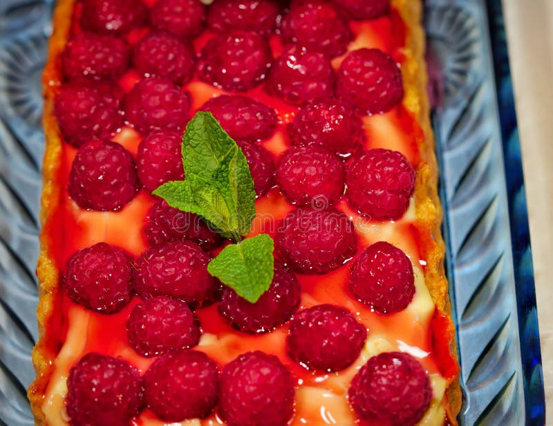 Homemade raspberry tart stock photo. Image of artificiallight - 274214508