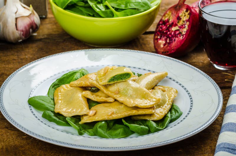 Homemade Ravioli Stuffed with Spinach and Ricotta Stock Photo - Image ...
