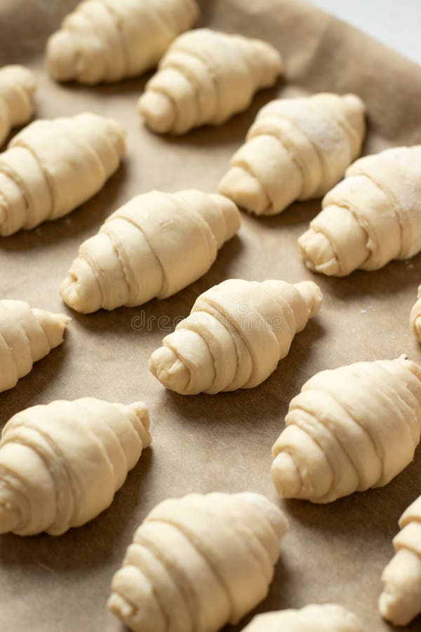 Homemade Raw Crescent Rolls in a Baking Pan Stock Photo - Image of ...