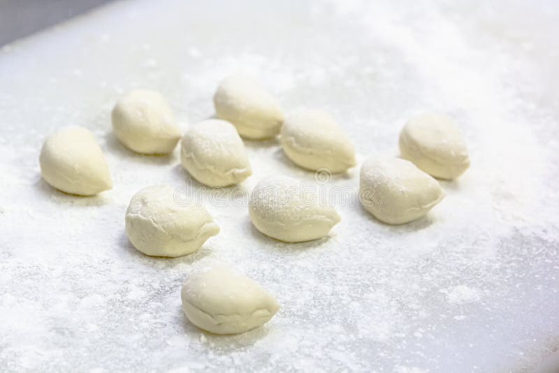 Homemade Raw Dumpling with Potatoes. Preparation Dumplings Stock Image ...