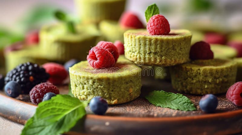 Homemade Raw Matcha Powder Cakes Generative AI Stock Illustration ...