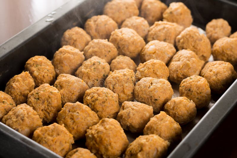 Homemade Raw Minced Meat Meatballs on the Baking Tray Stock Image ...