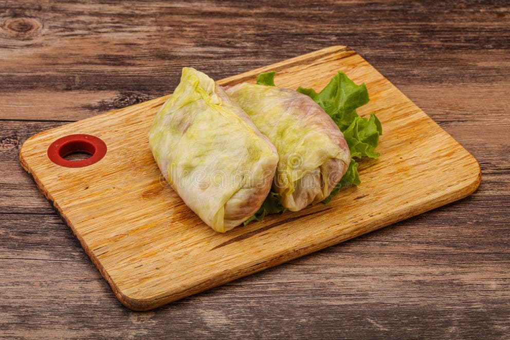 Homemade Raw Stuffed Cabbage with Meat Stock Image - Image of dish ...