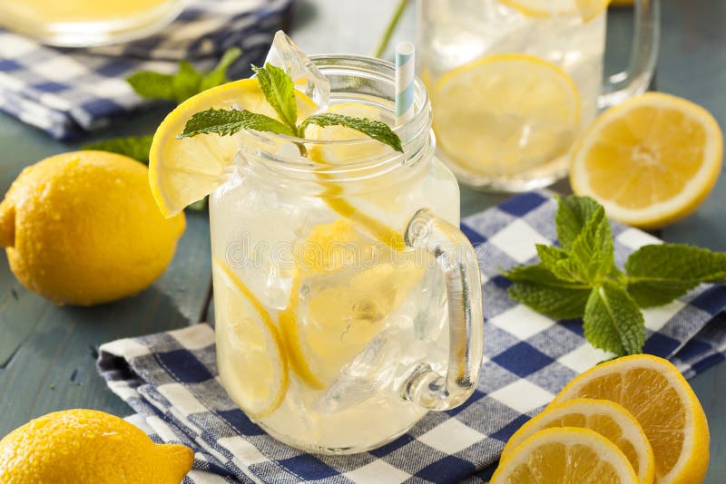 Homemade Refreshing Yellow Lemonade Stock Photo - Image of tropical ...