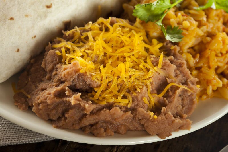 Homemade Refried Beans with Cheese Stock Image - Image of delicious ...