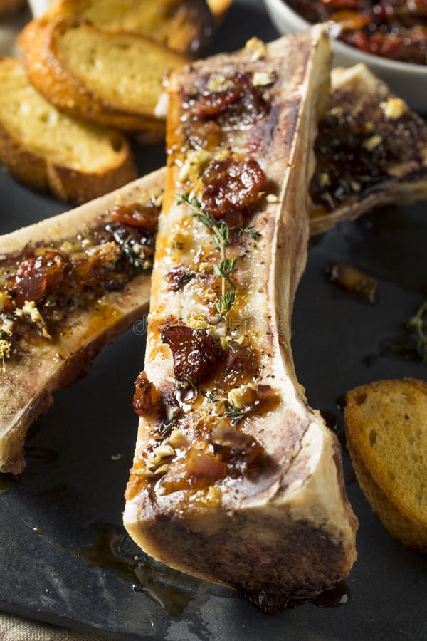 Homemade Roasted Beef Bone Marrow Stock Image - Image of rustic ...