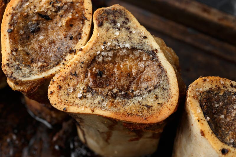 Homemade Roasted Beef Bone Marrow with Rosemary and Toast Stock Photo ...