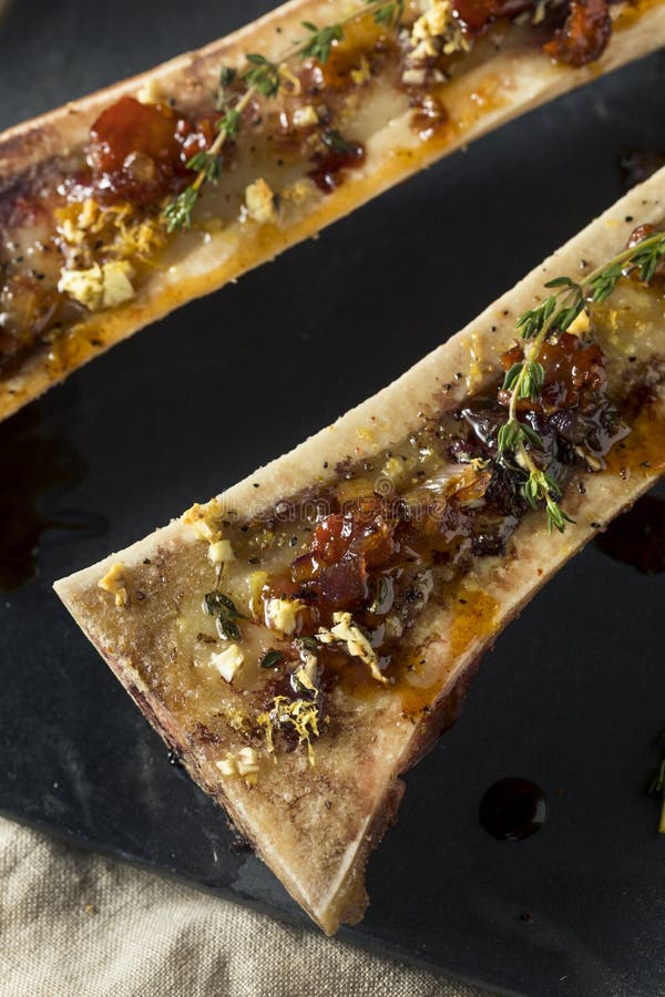 Homemade Roasted Beef Bone Marrow Stock Image - Image of meat, toast ...