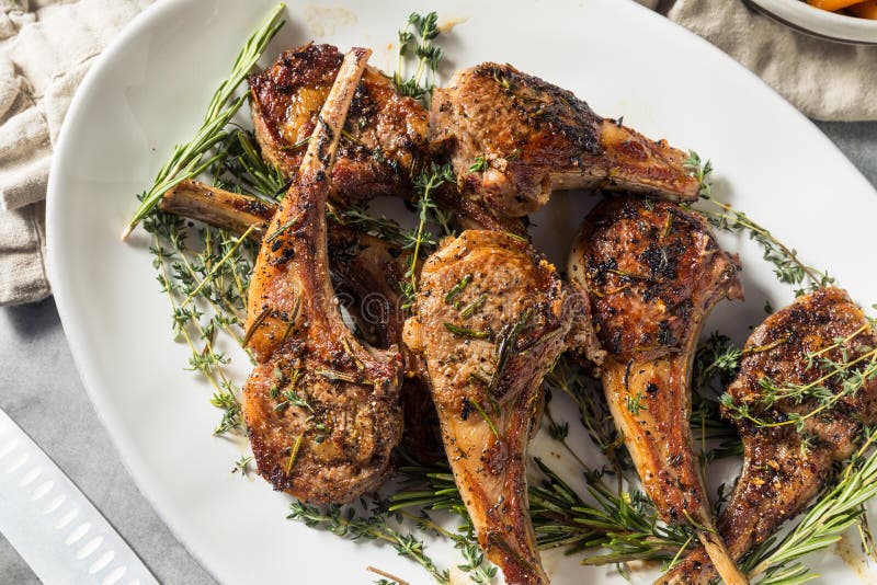 Homemade Roasted Lamb Chops Stock Image - Image of herb, slice: 243604091