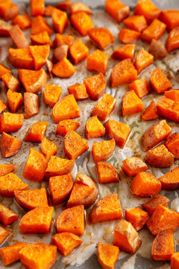 Homemade Roasted Sweet Potatoes, Side View Stock Image - Image of ...