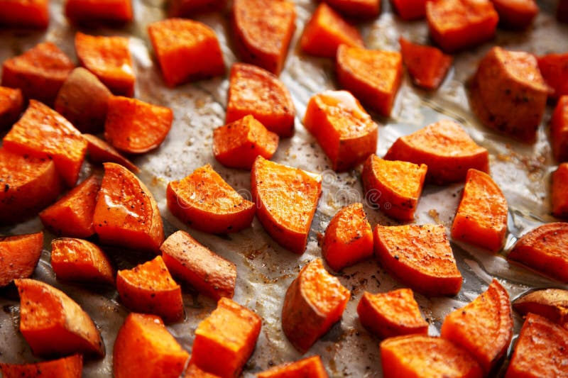 Homemade Roasted Sweet Potatoes, Side View Stock Photo - Image of tasty ...